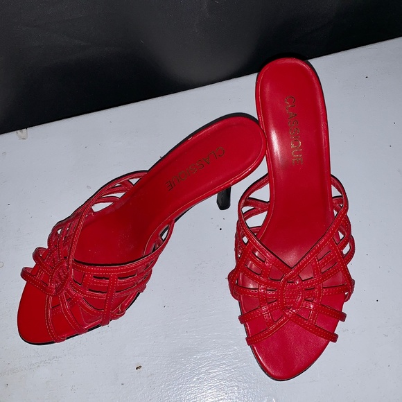Classique | Shoes | Classique Like New Red Vegan Leather Slide Sandal ...